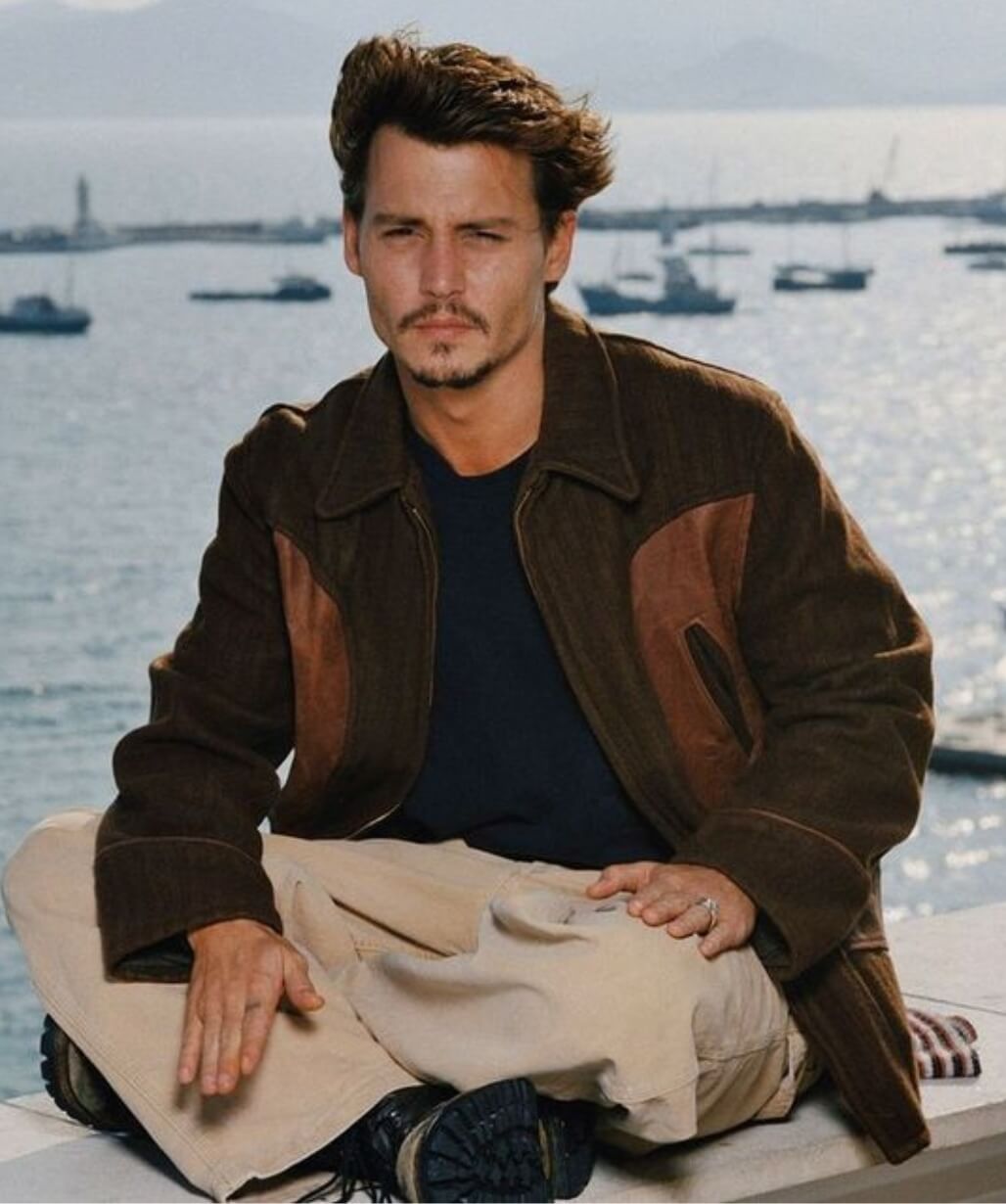 Johnny Depp Men Vintage Brown Wool Jacket - USA Leather Factory
