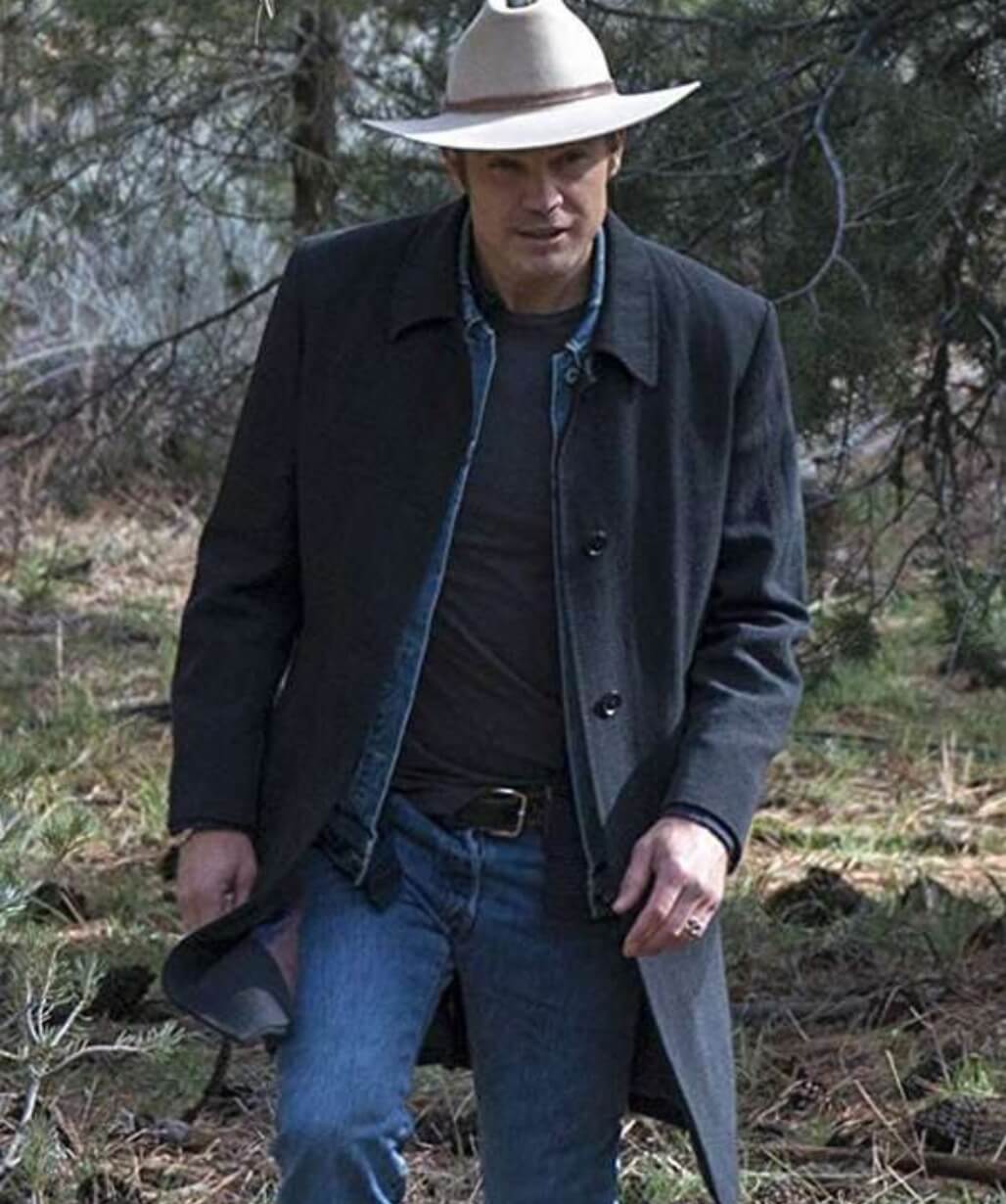 Justified Raylan Givens Black Trench Coat - USA Leather Factory