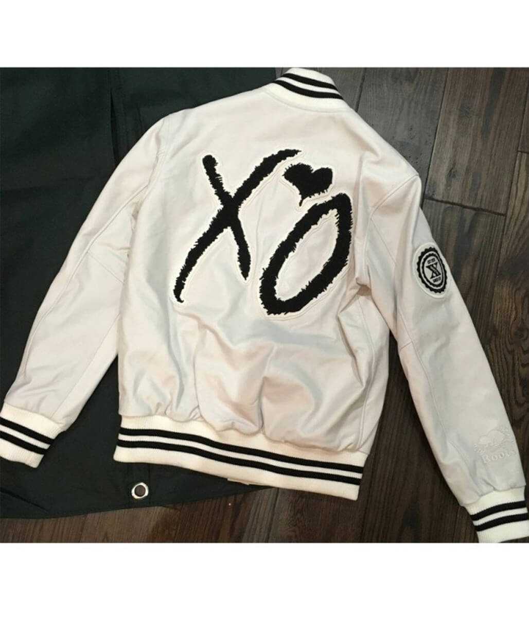 XO The Weeknd Varsity White Jacket