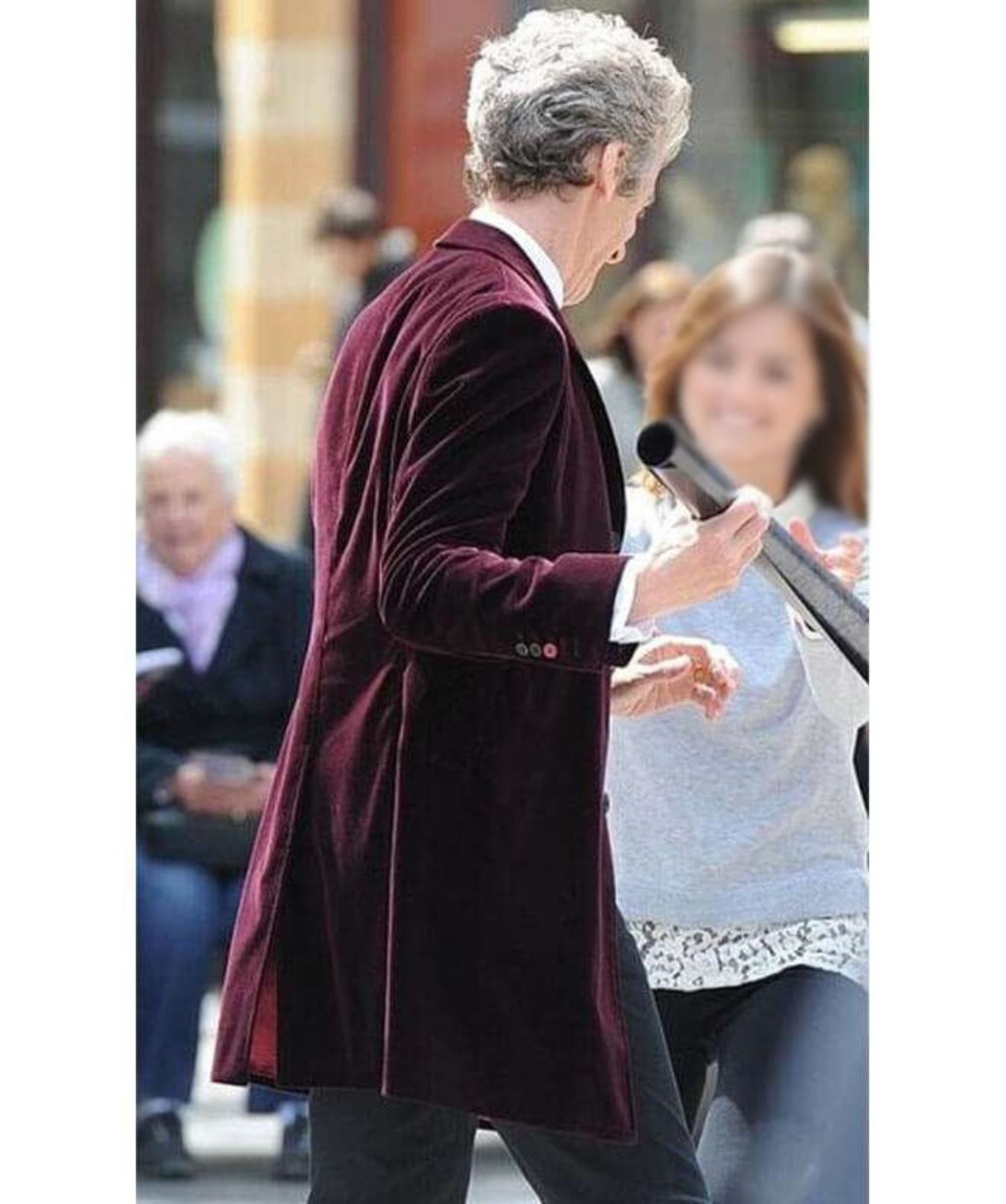 12th Doctor Maroon Velvet Coat - USA Leather Factory