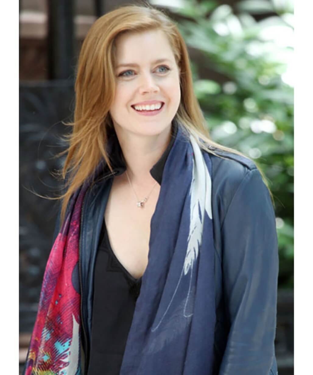 Amy Adam Blue Bomber Leather Jacket - USA Leather Factory