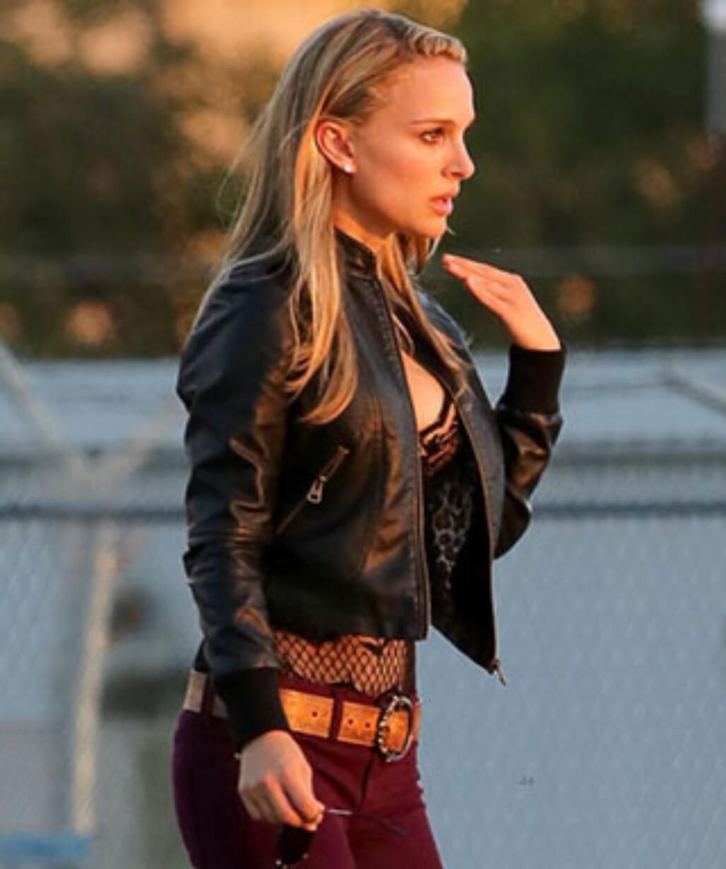 Natalie Portman Black Leather Jacket - USA Leather Factory