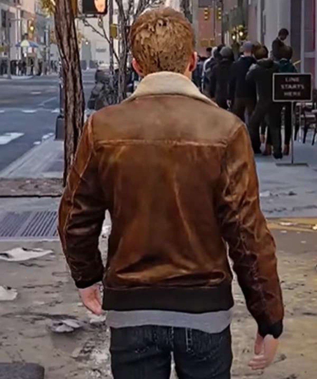 Peter Parker Spider-Man 2 Brown Leather Jacket - USA Leather Factory