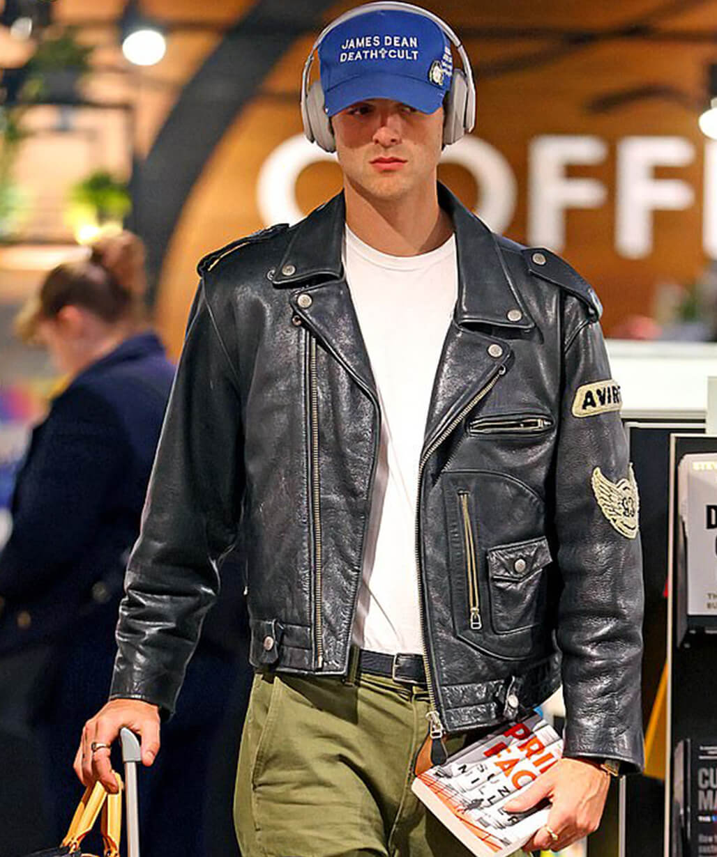 Jacob Elordi Black Motorcycle Leather Jacket