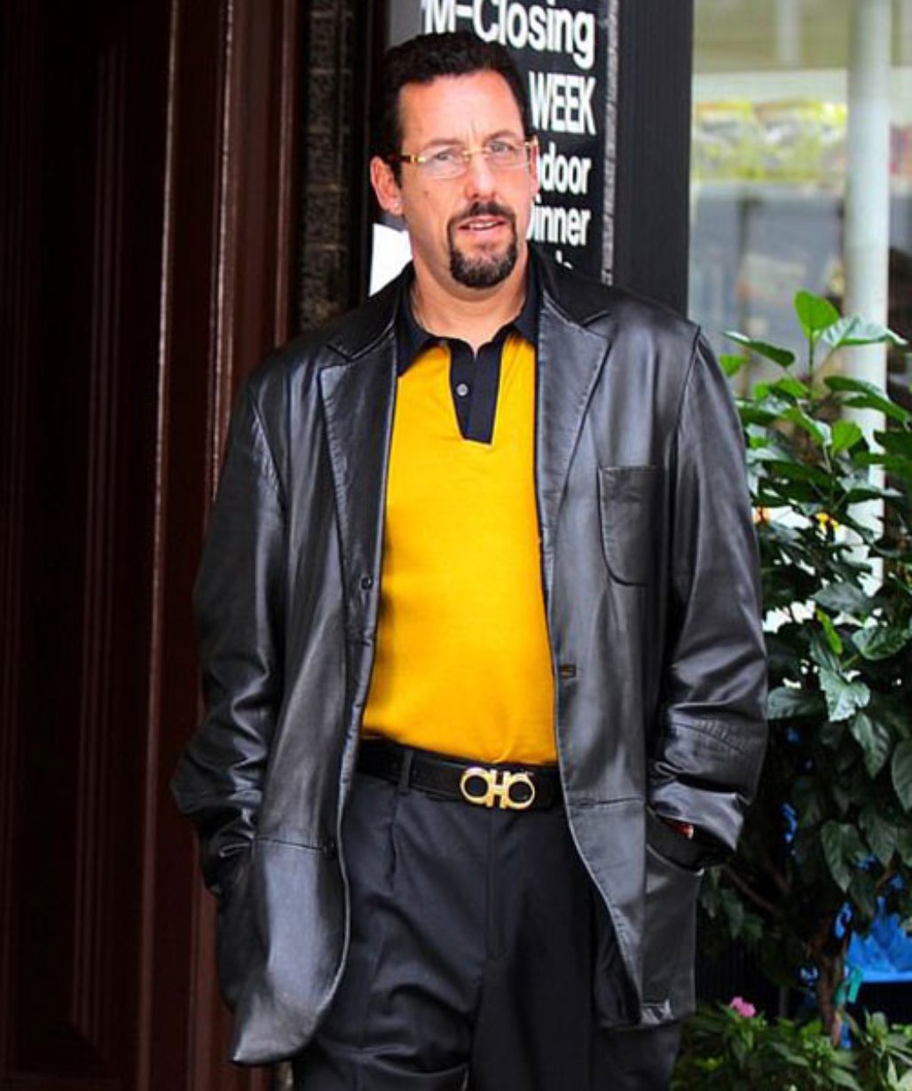 Adam Sandler Uncut Gems Black Leather Coat