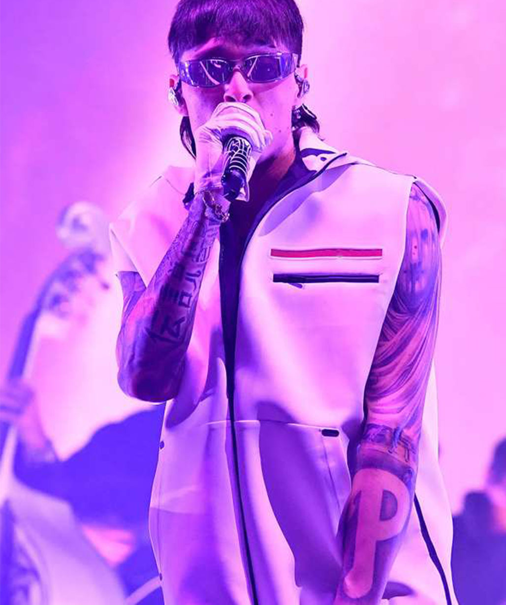 Peso Pluma Coachella White Hooded Vest