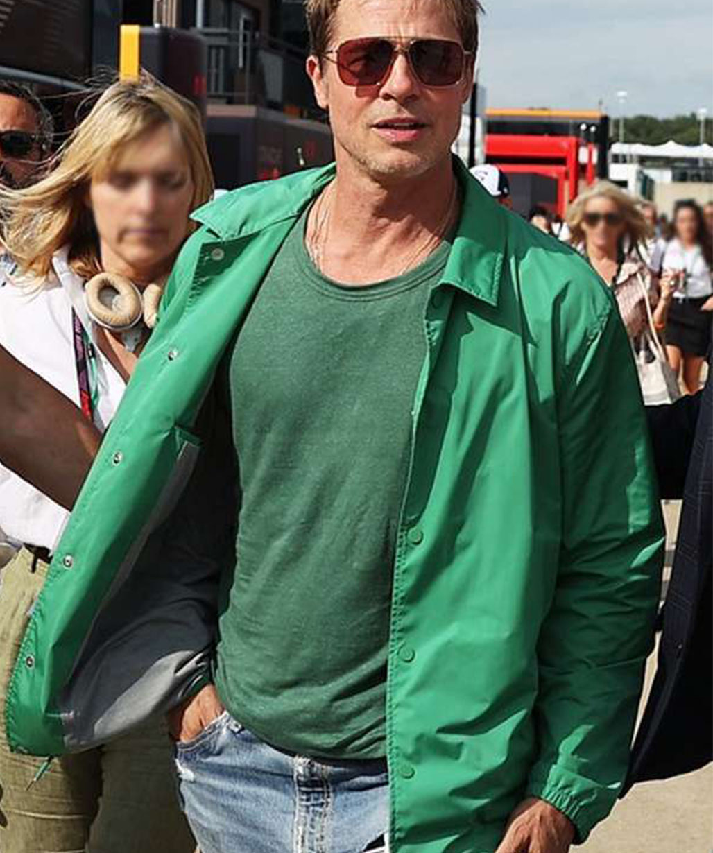 F1 Brad Pitt Green Jacket - USA Leather Factory