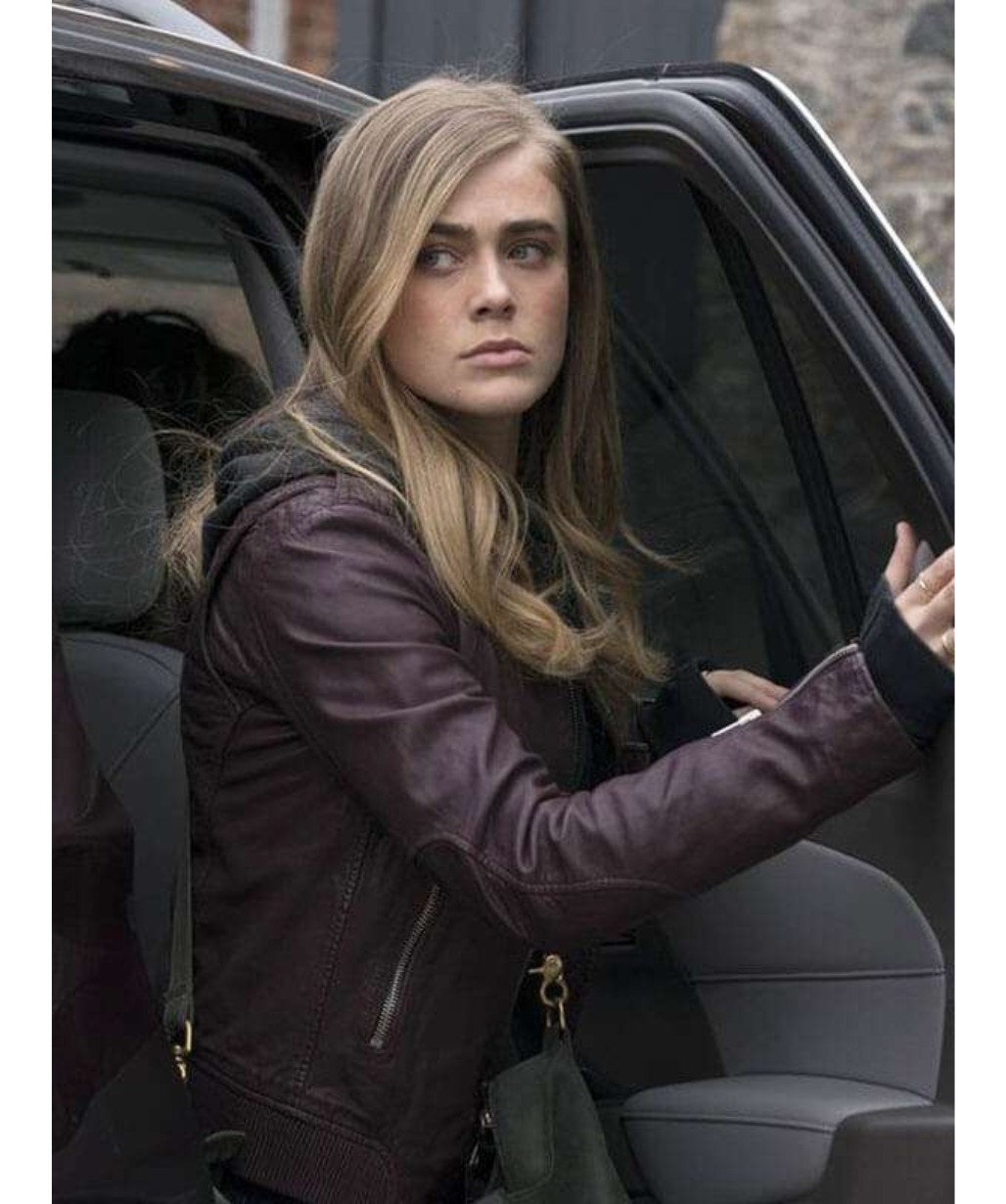 Manifest Michaela Stone Maroon Leather Jacket - USA Leather Factory