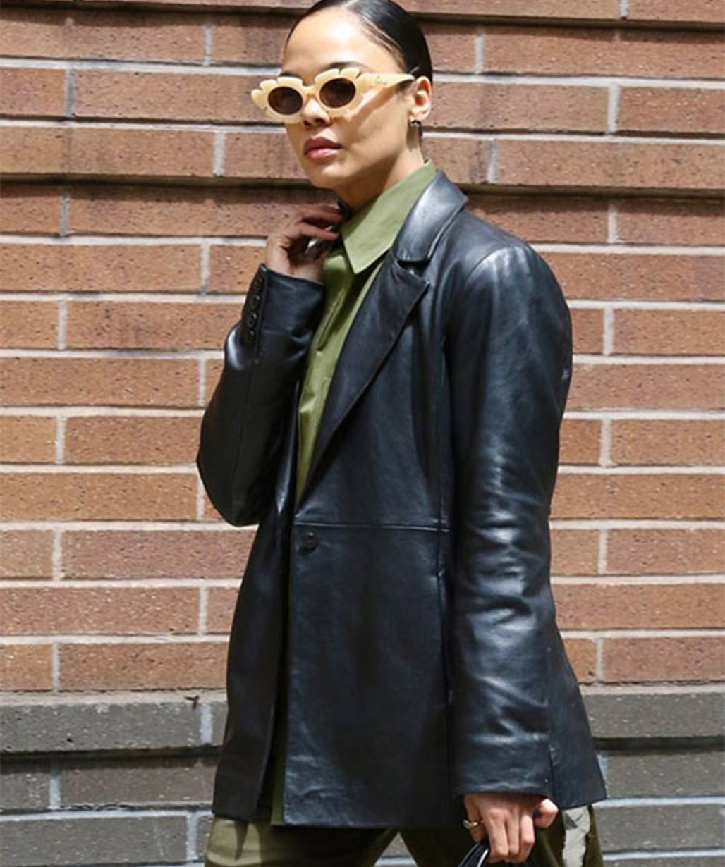 Tessa Thompson Leather Blazer - USA Leather Factory