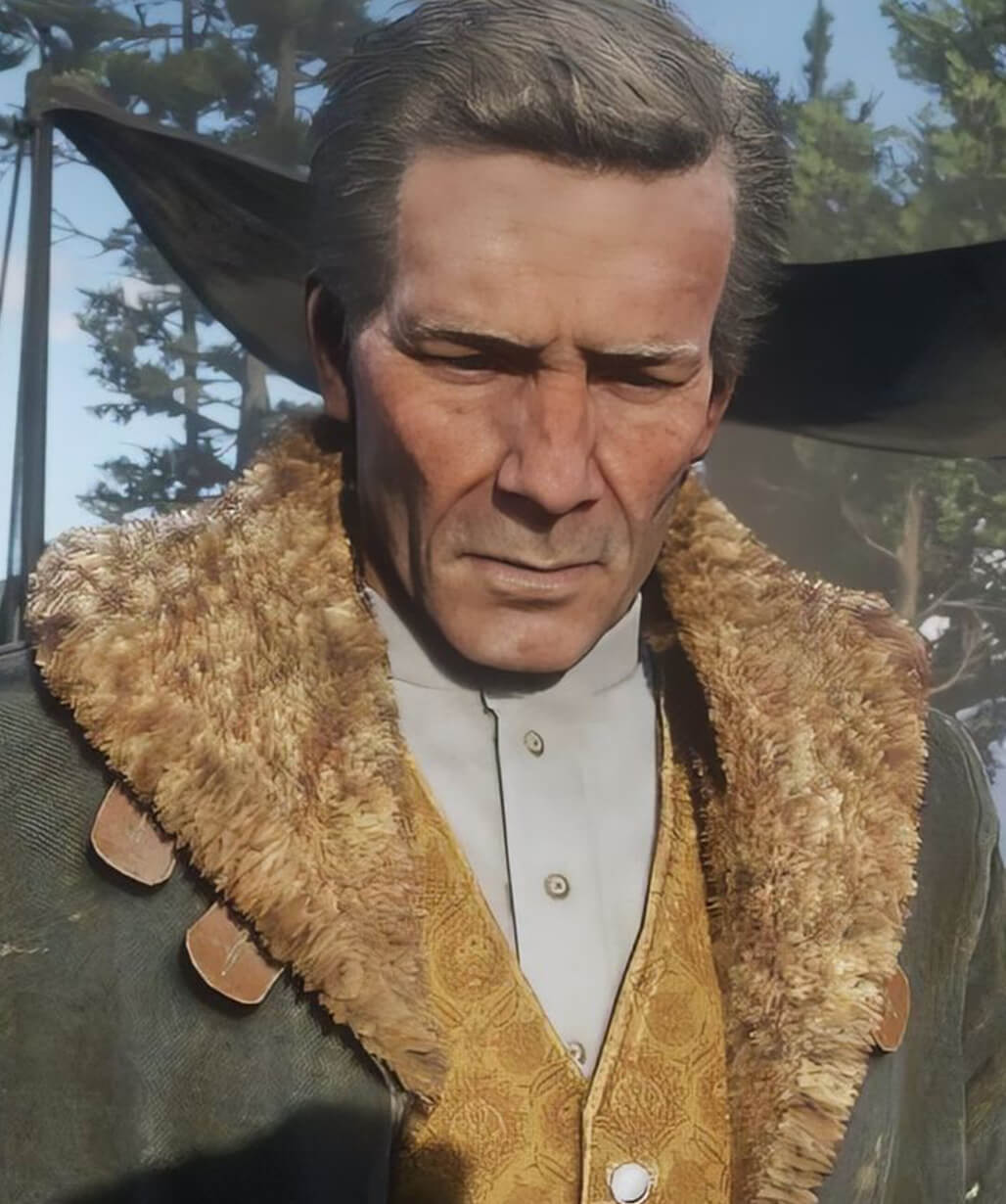 Red Dead Redemption Hosea Matthews Green Shearling Coat