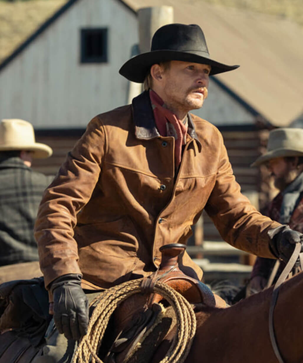 Brian Geraghty 1923 Zane Davis Brown Leather Jacket - USA Leather Factory