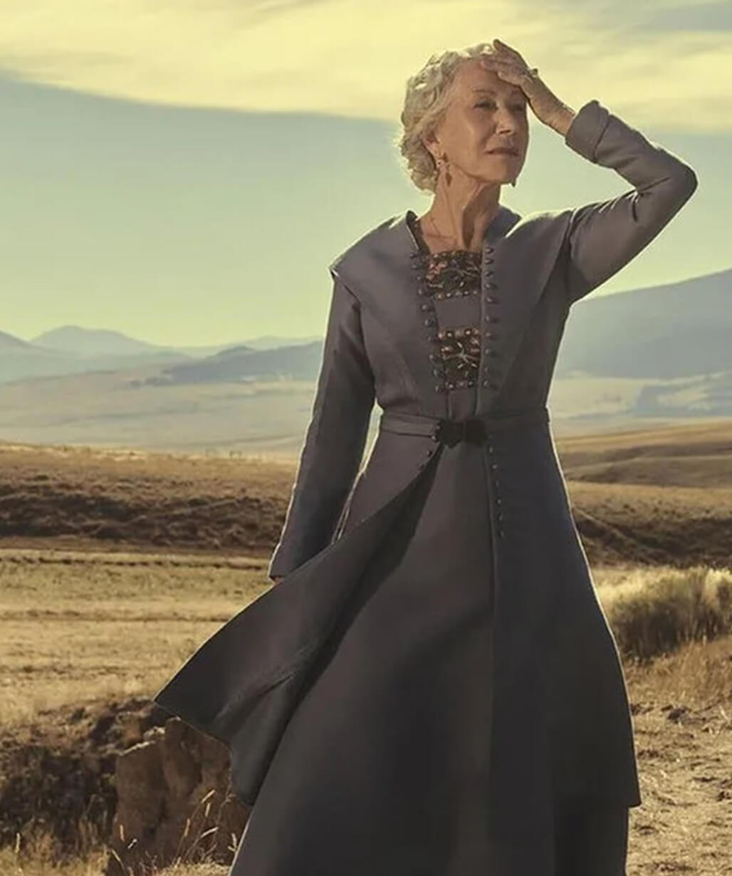 Helen Mirren 1923 Cara Dutton Grey Coat - USA Leather Factory