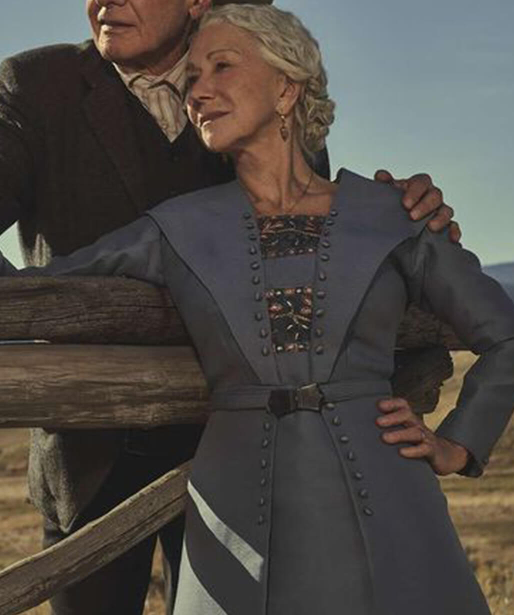 Helen Mirren 1923 Cara Dutton Grey Coat - USA Leather Factory