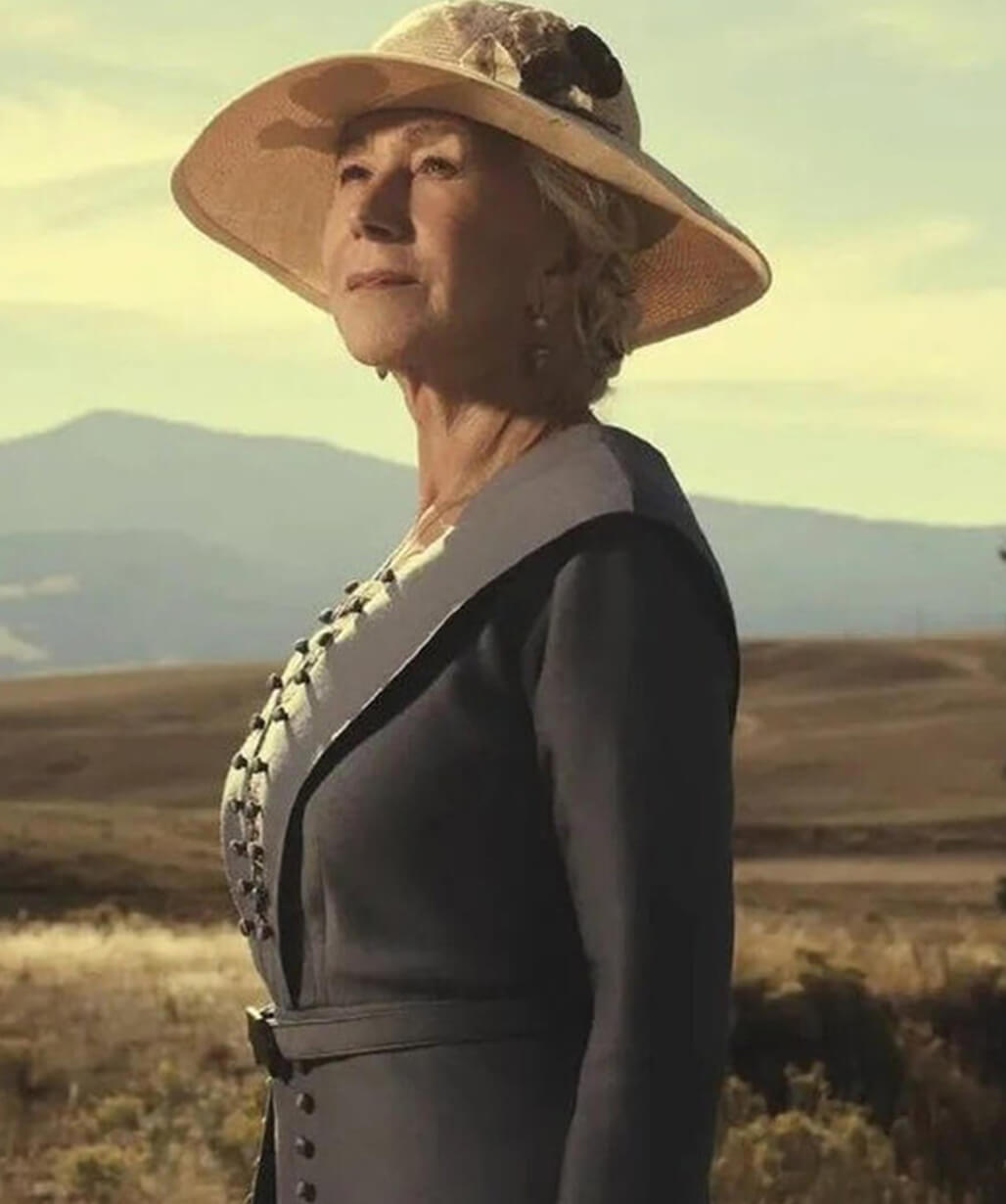 Helen Mirren 1923 Cara Dutton Grey Coat - USA Leather Factory