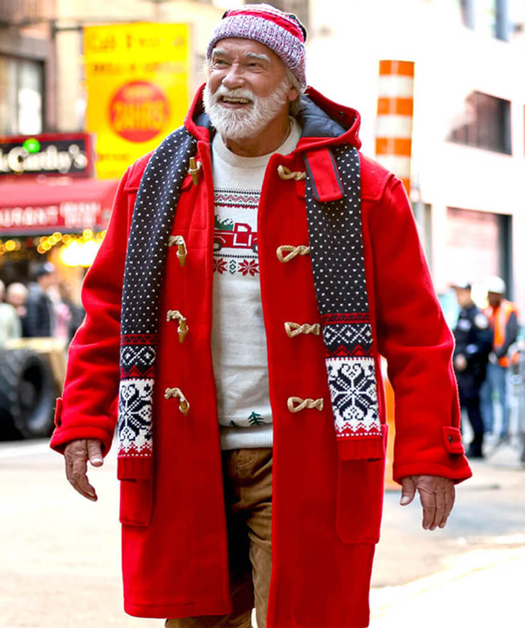 The Man with the Bag Arnold Schwarzenegger Red Santa Coat - USA Leather ...