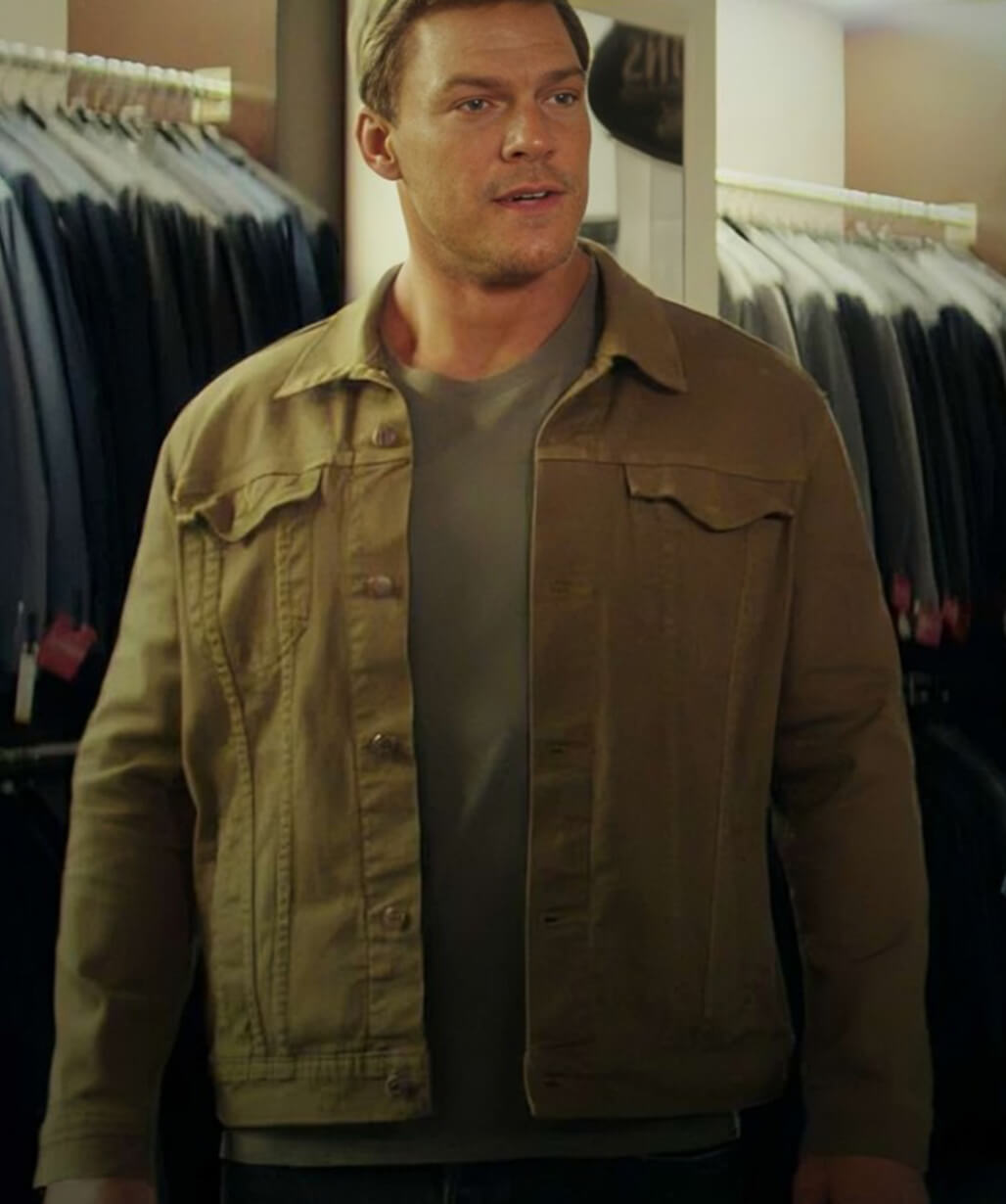 Alan Ritchson Reacher Jack Reacher Brown Cotton Jacket