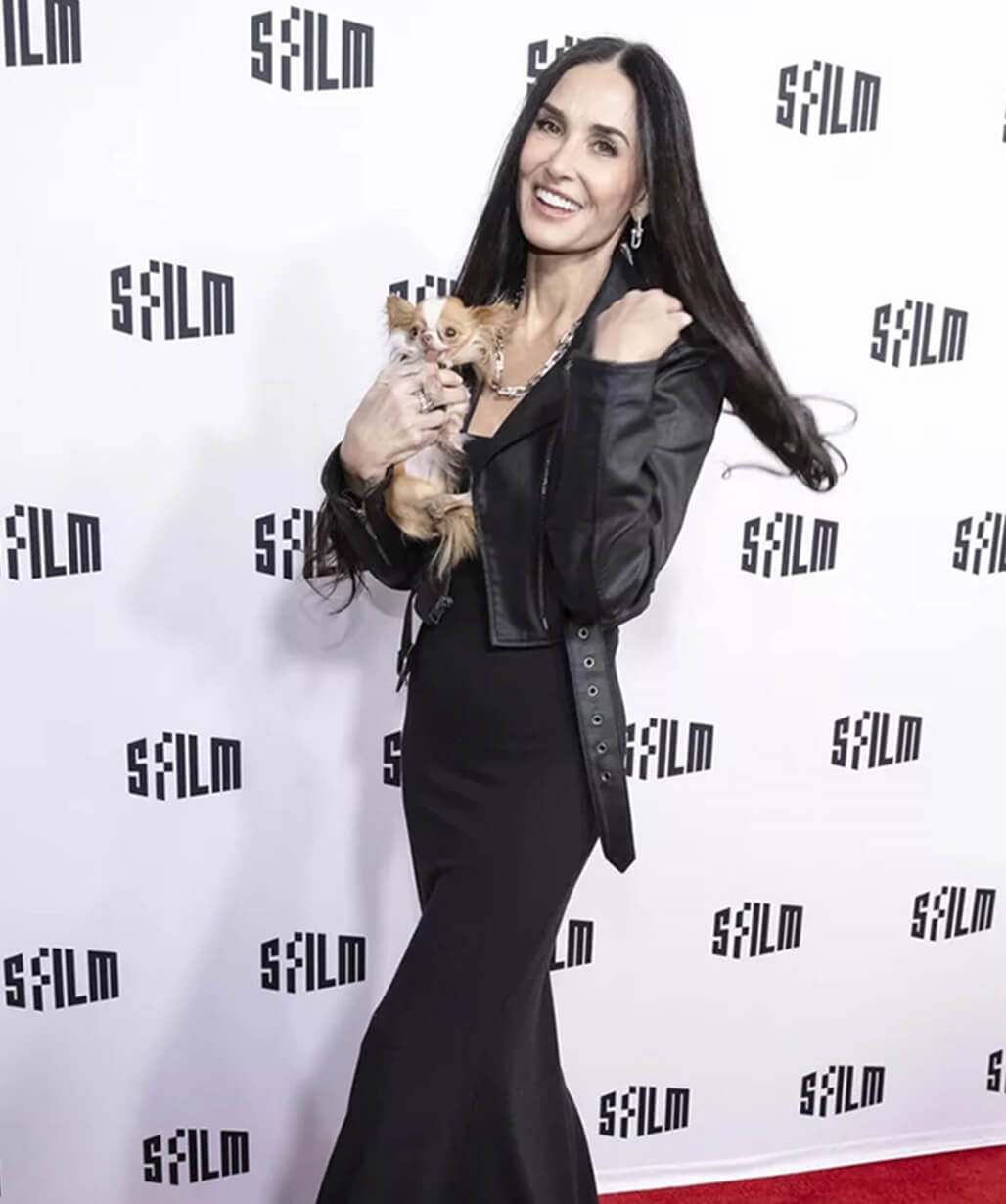 Demi Moore Moto Black Biker Leather Jacket