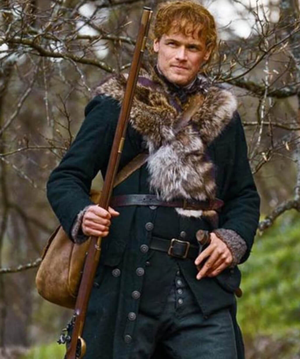 Jamie Fraser Outlander Blue Wool Coat - USA Leather Factory