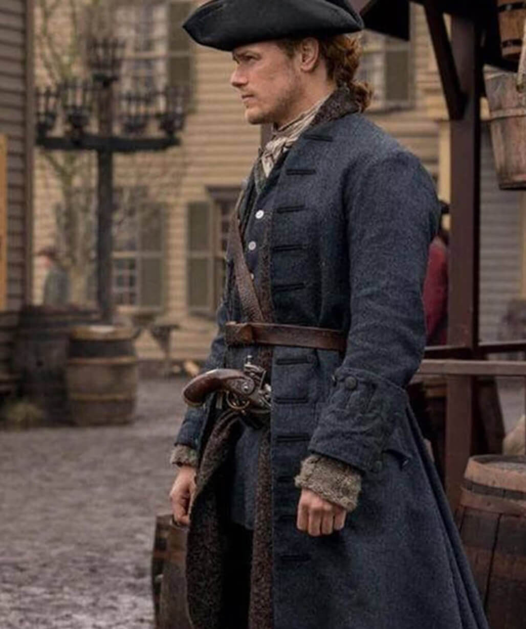 Jamie Fraser Outlander Blue Wool Coat - USA Leather Factory