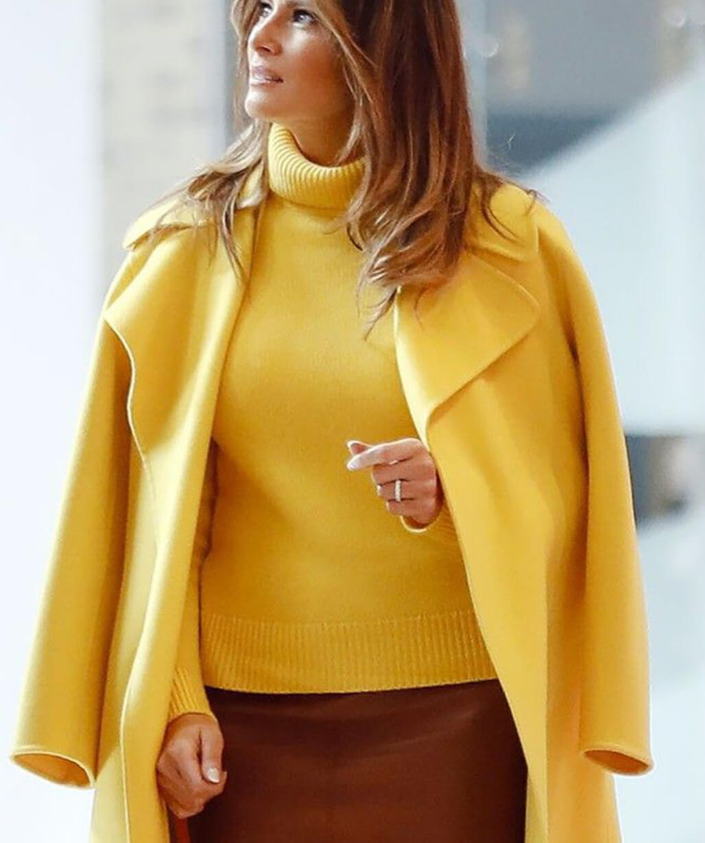 Melania Trump Yellow Wool Coat - USA Leather Factory
