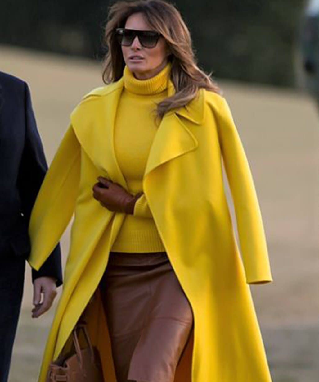 Melania Trump Yellow Wool Coat - USA Leather Factory