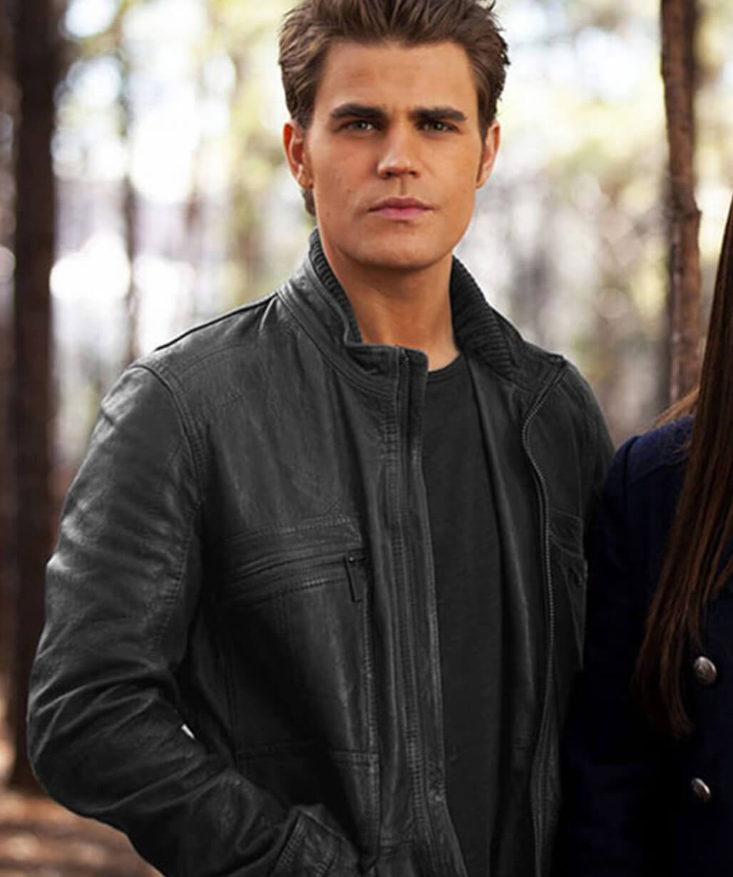 Stefan Salvatore The Vampire Diaries Black Leather Jacket