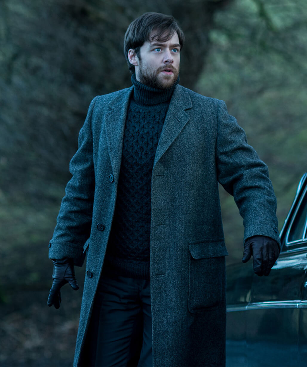 Roger Wakefield Outlander Grey Wool Long Coat - USA Leather Factory