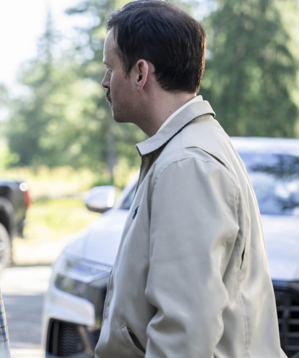 Tracker S2 Craig King Off White Bomber Jacket - USA Leather Factory
