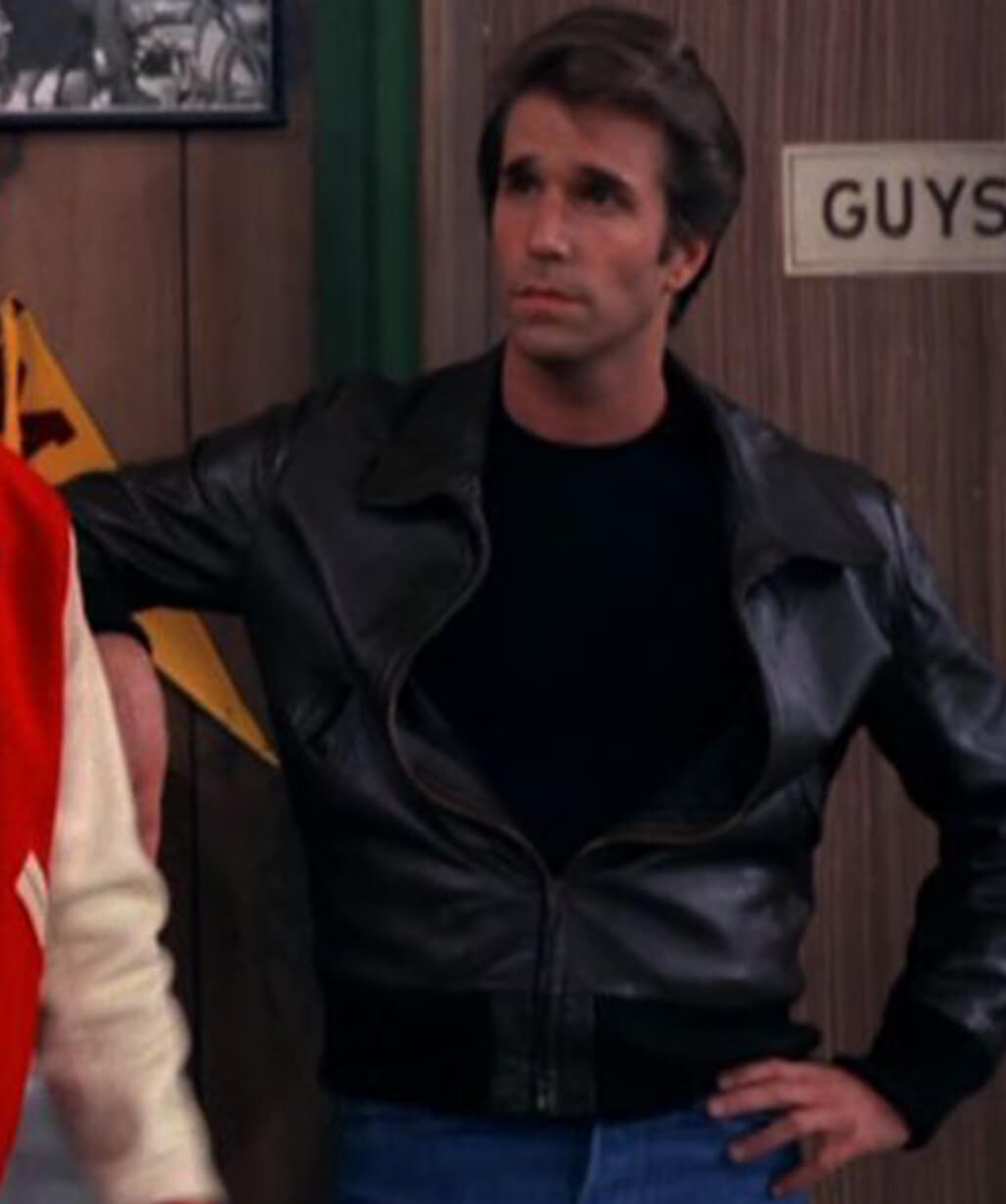 Henry Winkler Happy Days 1974 Black Leather Jacket - USA Leather Factory