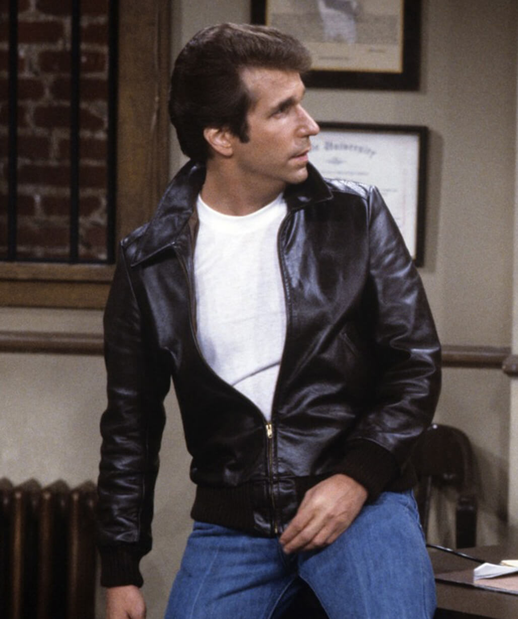 Henry Winkler Happy Days 1974 Black Leather Jacket - USA Leather Factory