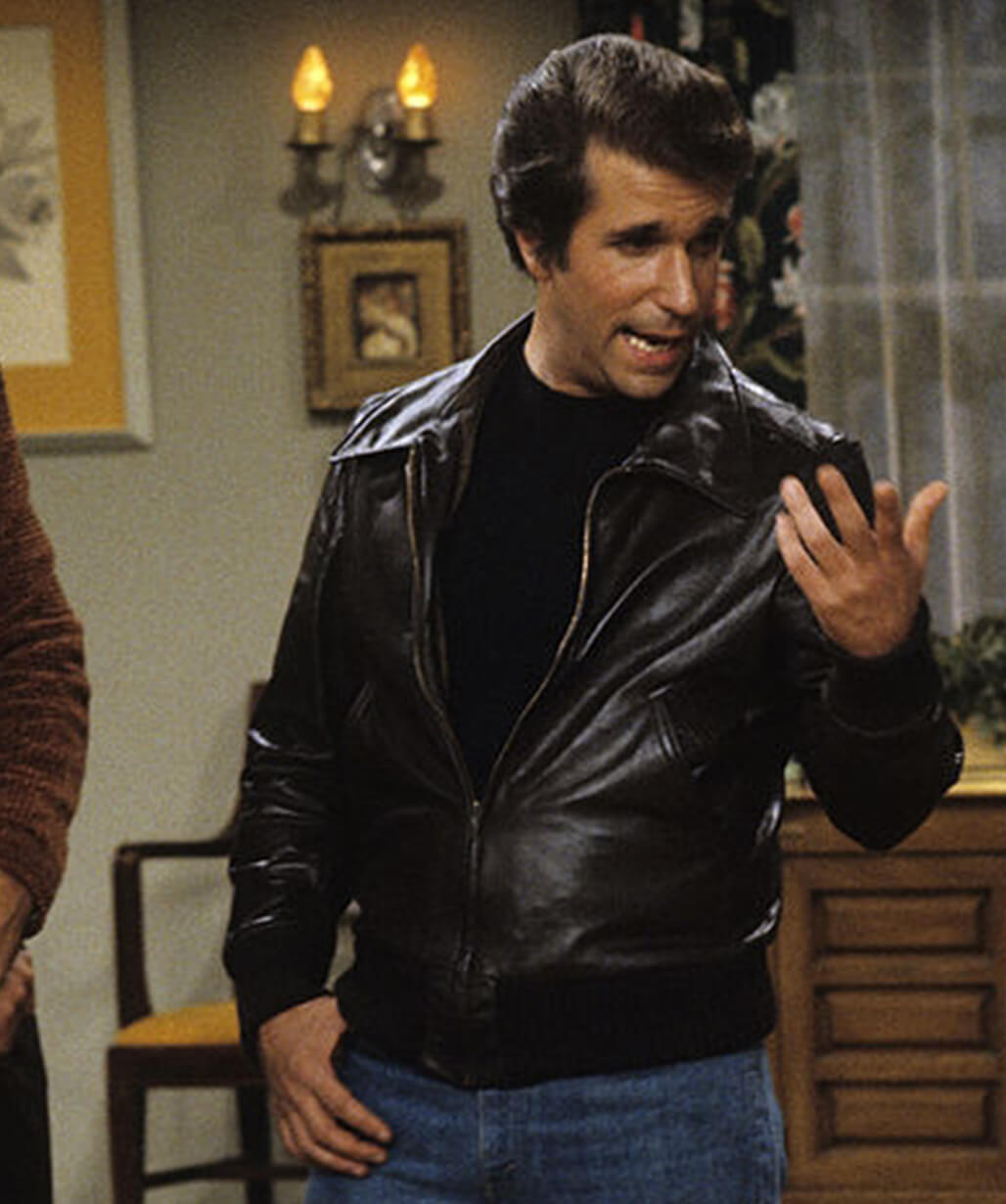 Henry Winkler Happy Days 1974 Black Leather Jacket - USA Leather Factory