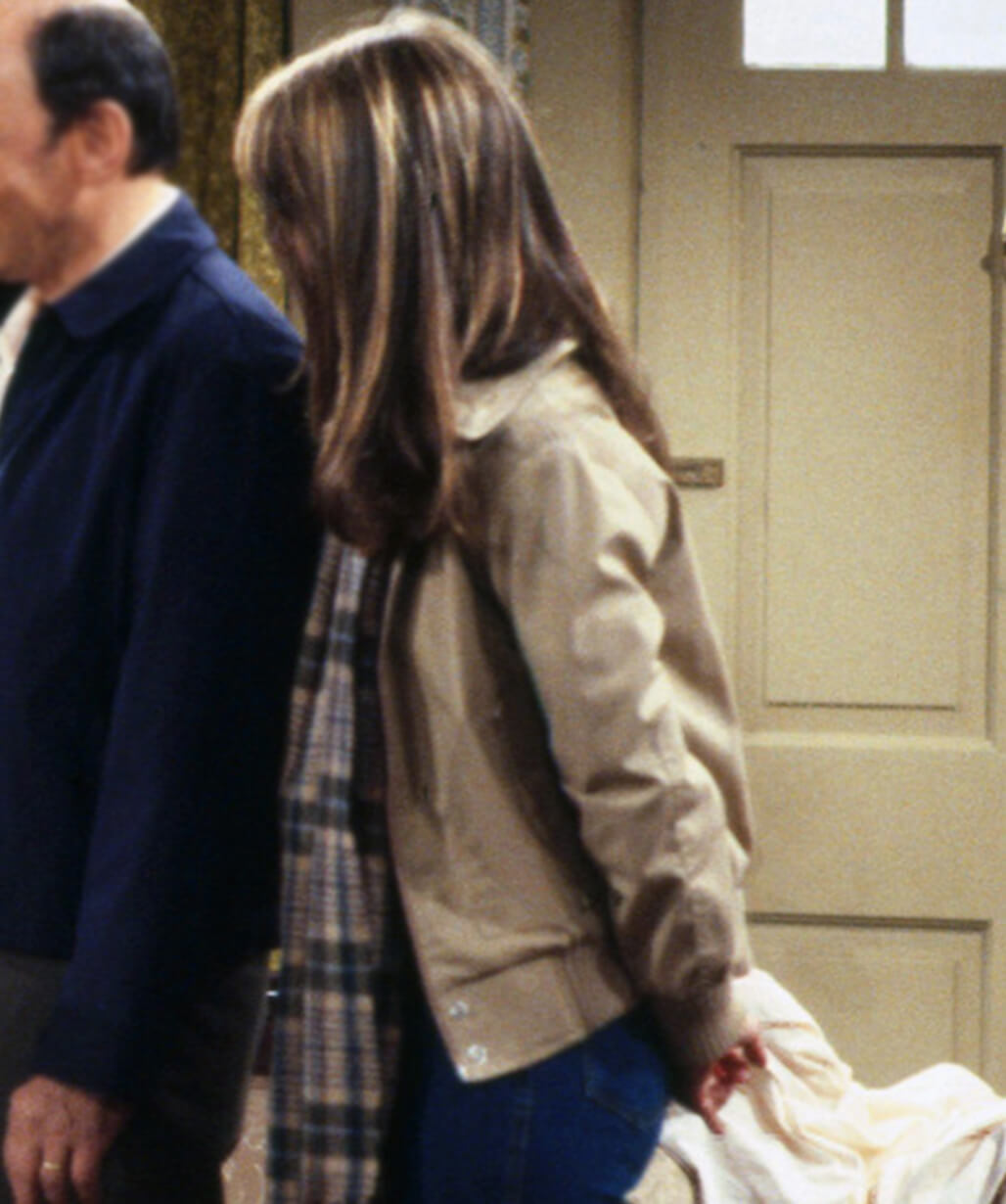 Mindy McConnell Mork & Mindy Beige Bomber Jacket - USA Leather Factory