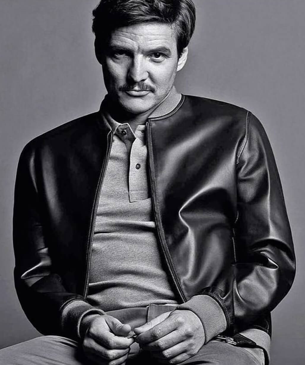 Pedro Pascal Black Bomber Leather Jacket