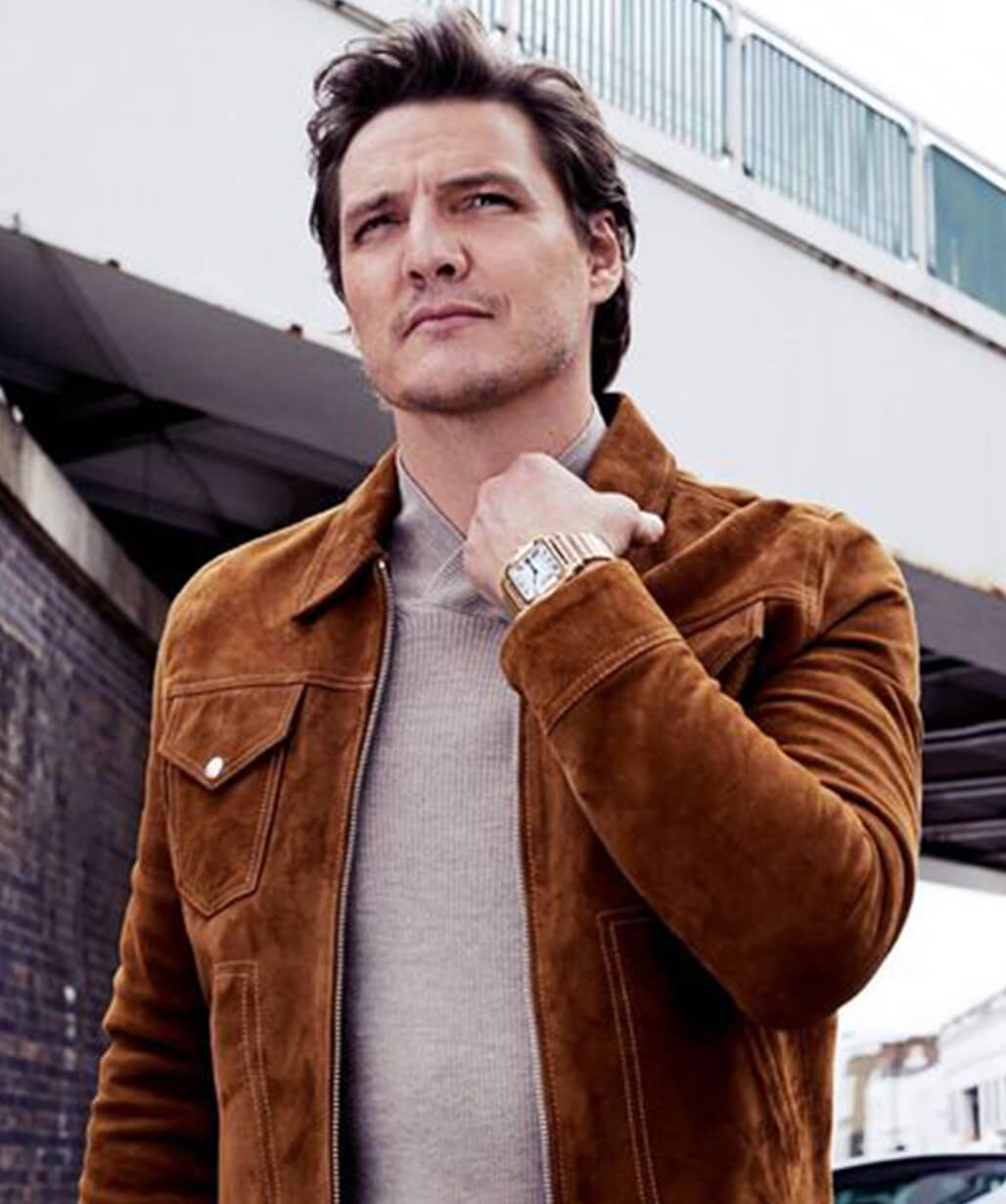 Pedro Pascal Brown Suede Leather Jacket