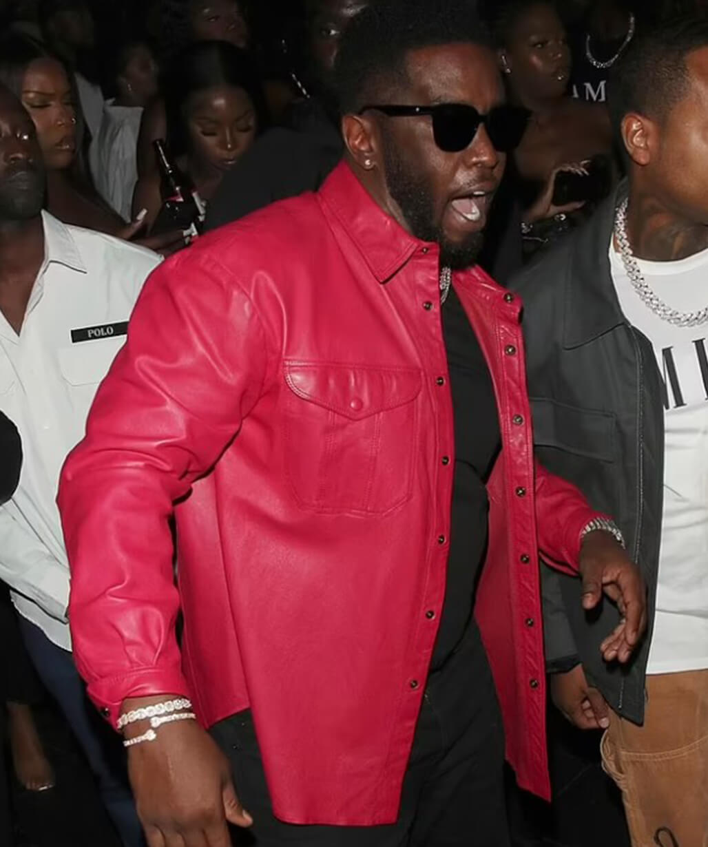 Sean Diddy Red Leather Jacket - USA Leather Factory