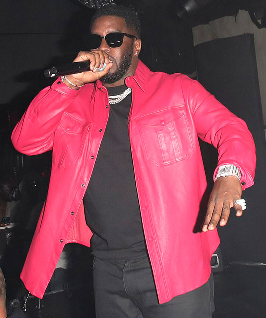Sean Diddy Red Leather Jacket - USA Leather Factory