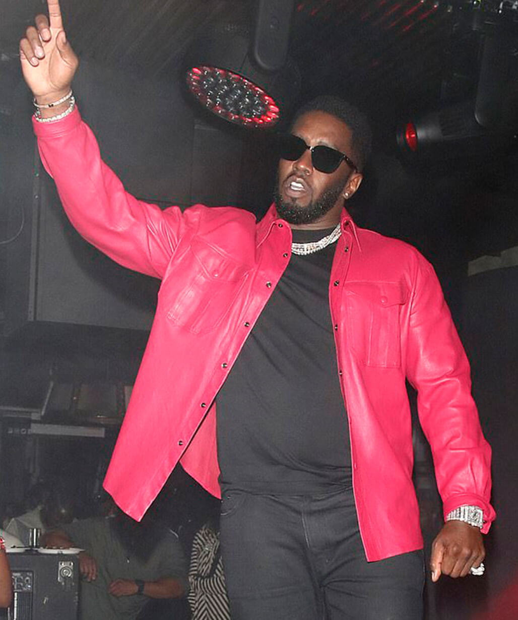 Sean Diddy Red Leather Jacket - USA Leather Factory
