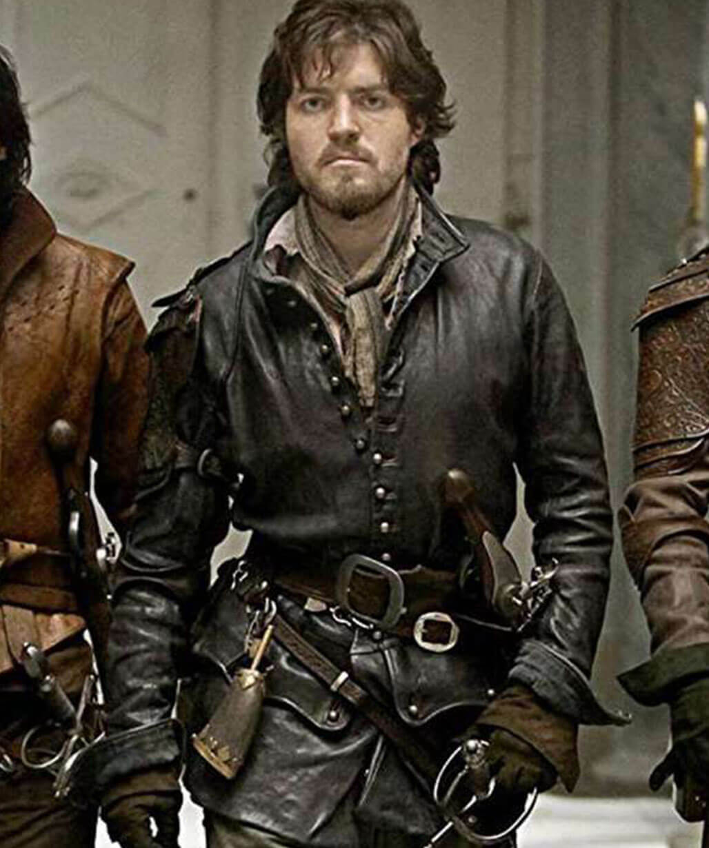 The Musketeers S1 Athos Black Leather Jacket - USA Leather Factory
