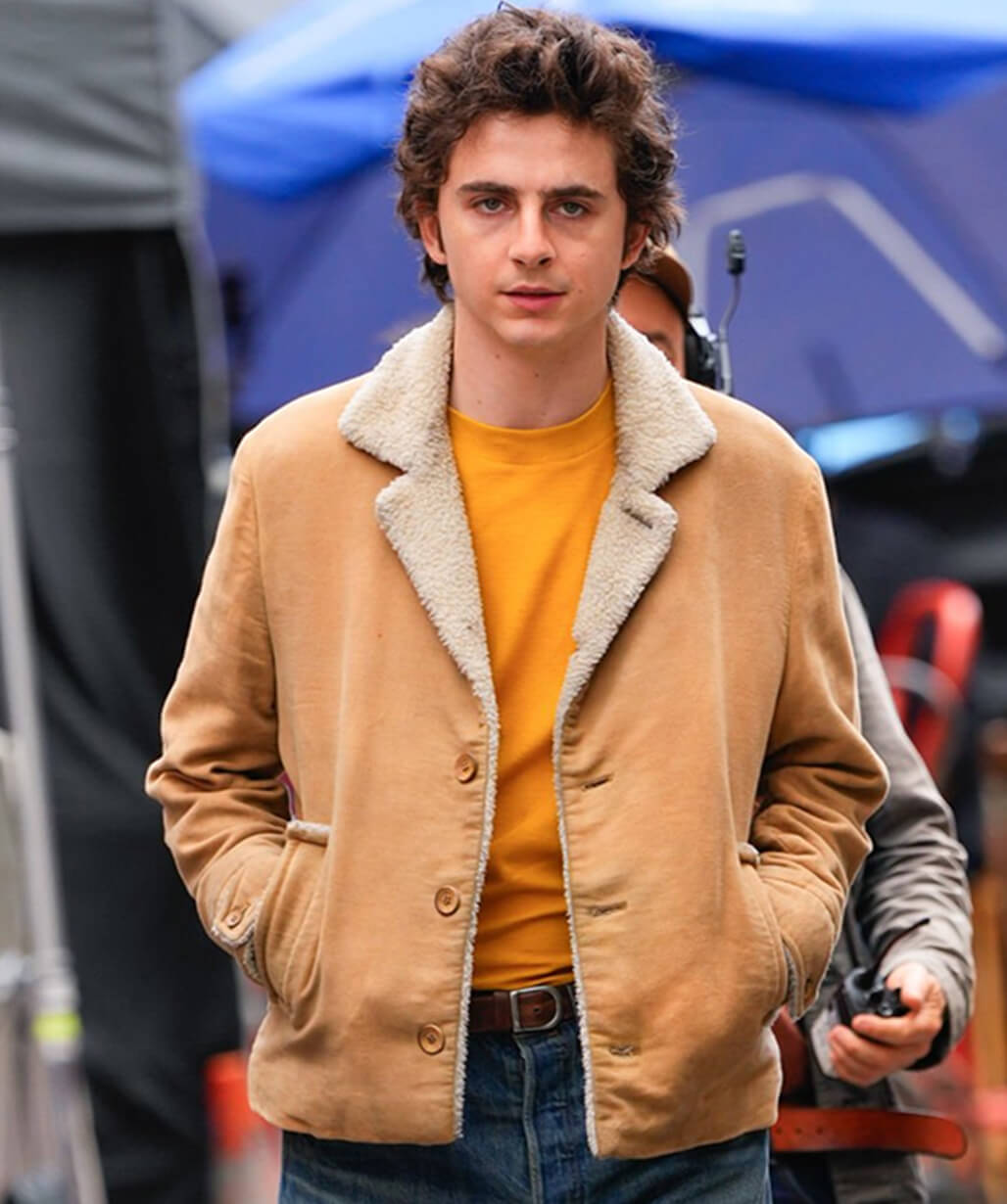Timothée Chalamet A Complete Unknown 2024 Bob Shearling Jacket - USA ...