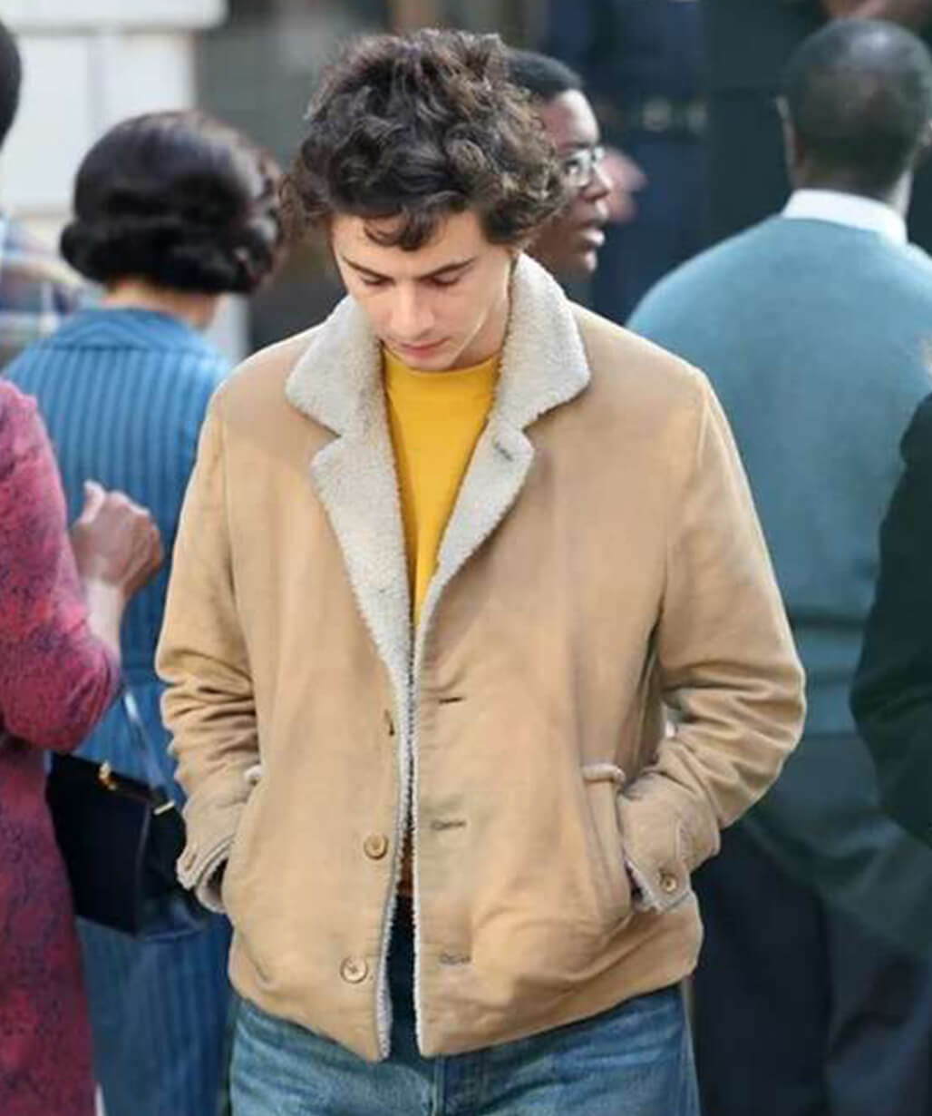 Timothée Chalamet A Complete Unknown 2024 Bob Shearling Jacket - USA ...