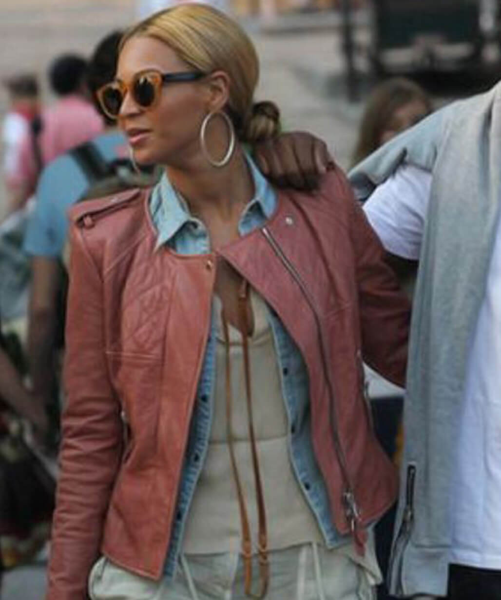 Beyonce Pink Leather Jacket - USA Leather Factory