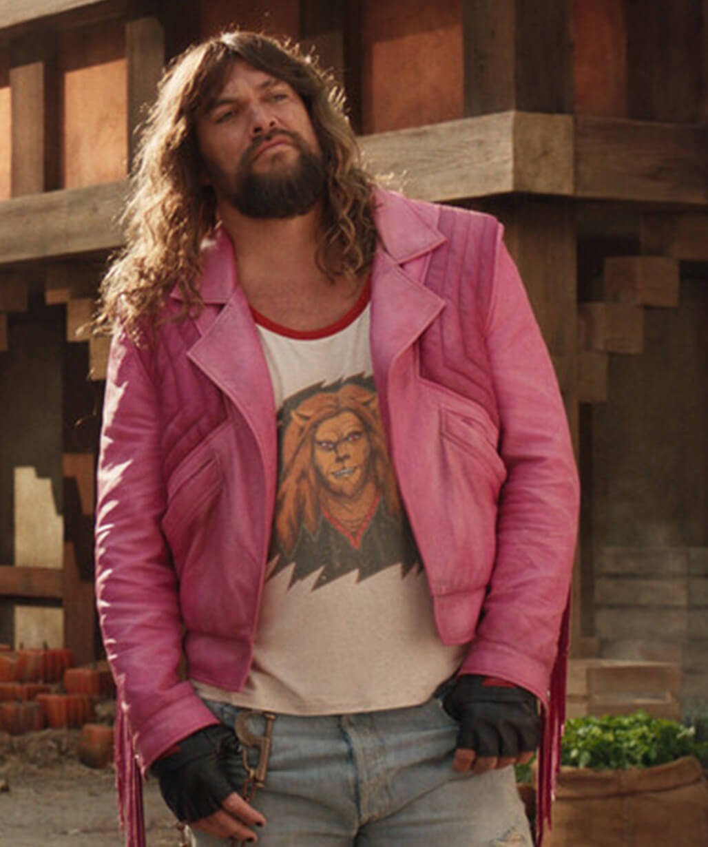 Garett Garrison A Minecraft Movie Pink Leather Jacket