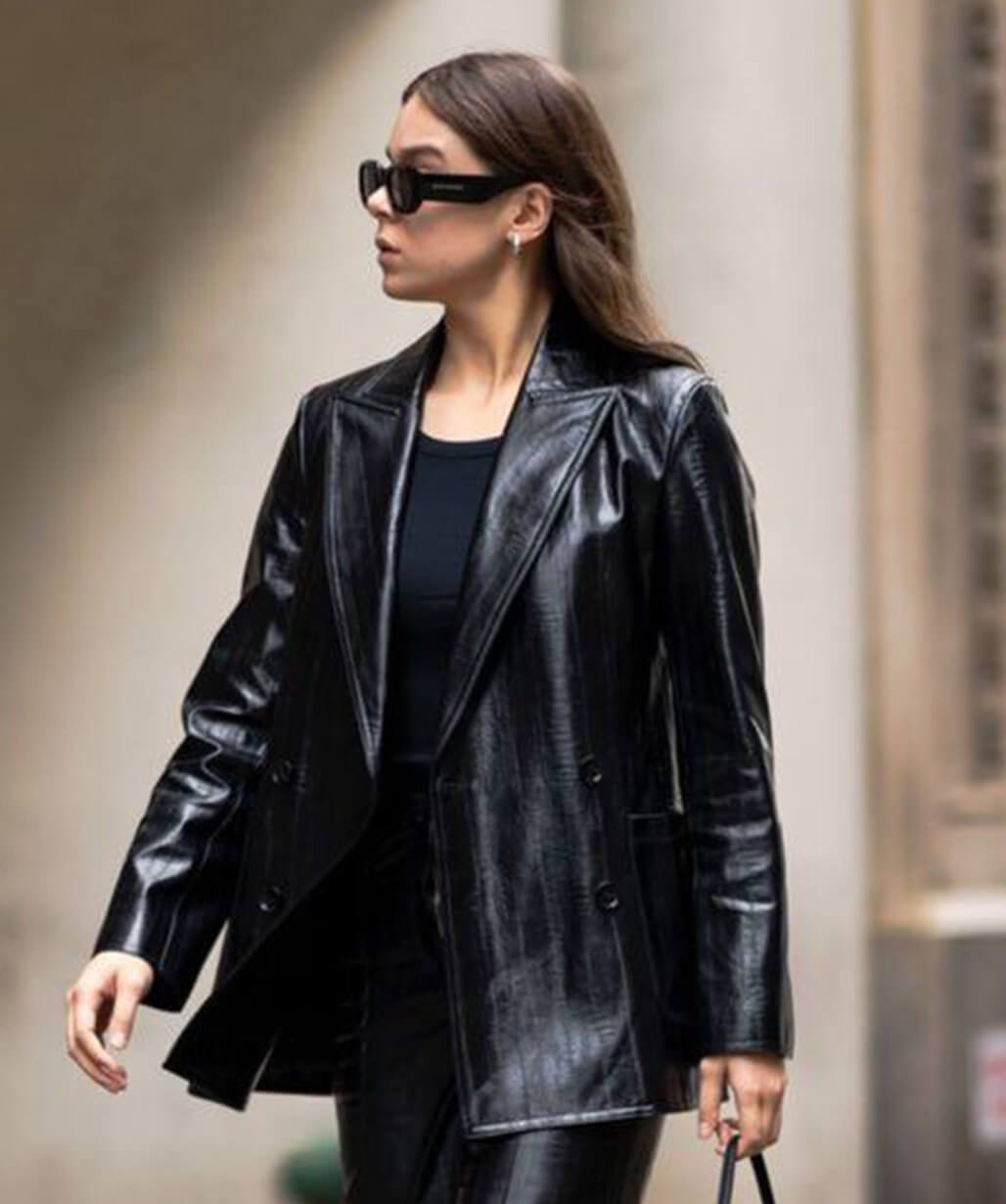 Hailee Steinfeld Black Leather Blazer - USA Leather Factory