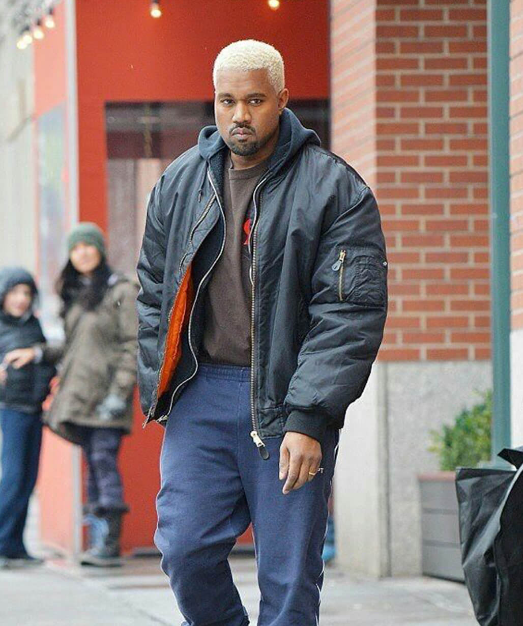 Kanye West Vintage Black Bomber Jacket - USA Leather Factory
