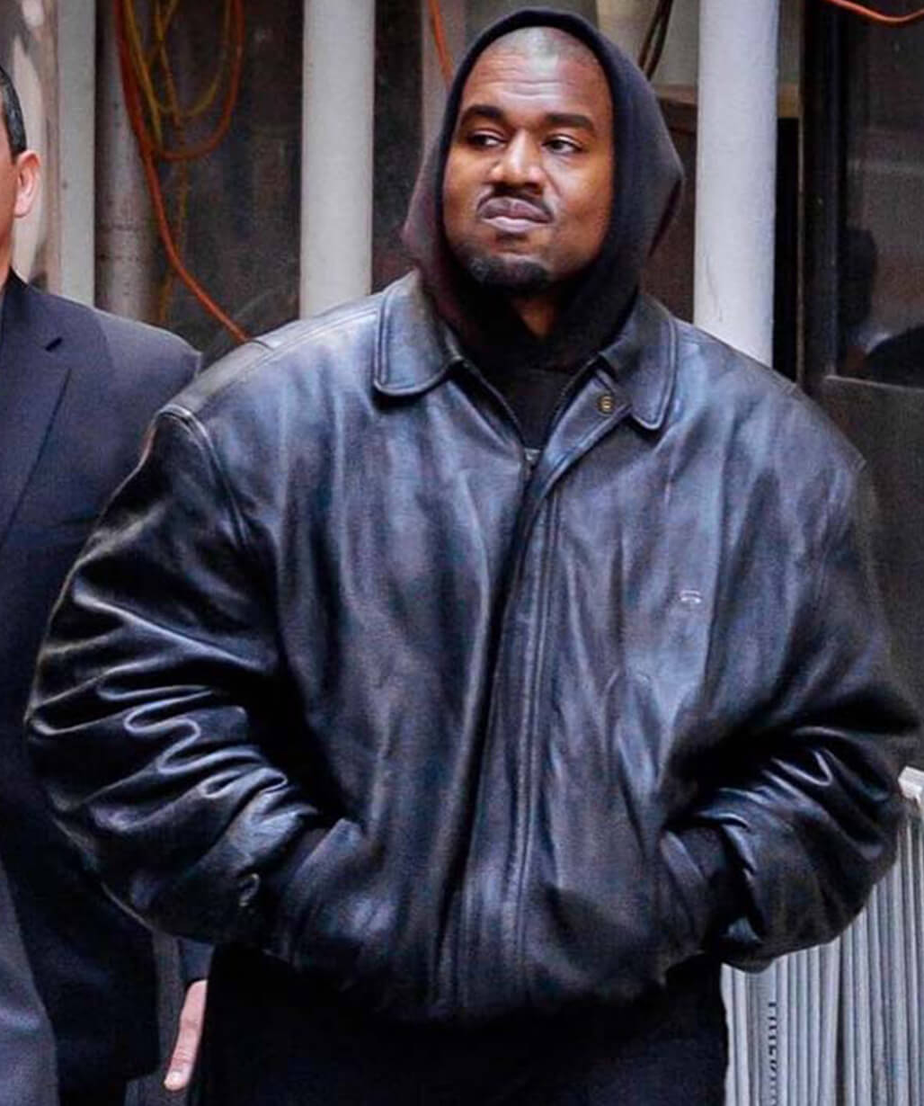Kanye West Yeezy Black Leather Jacket - USA Leather Factory
