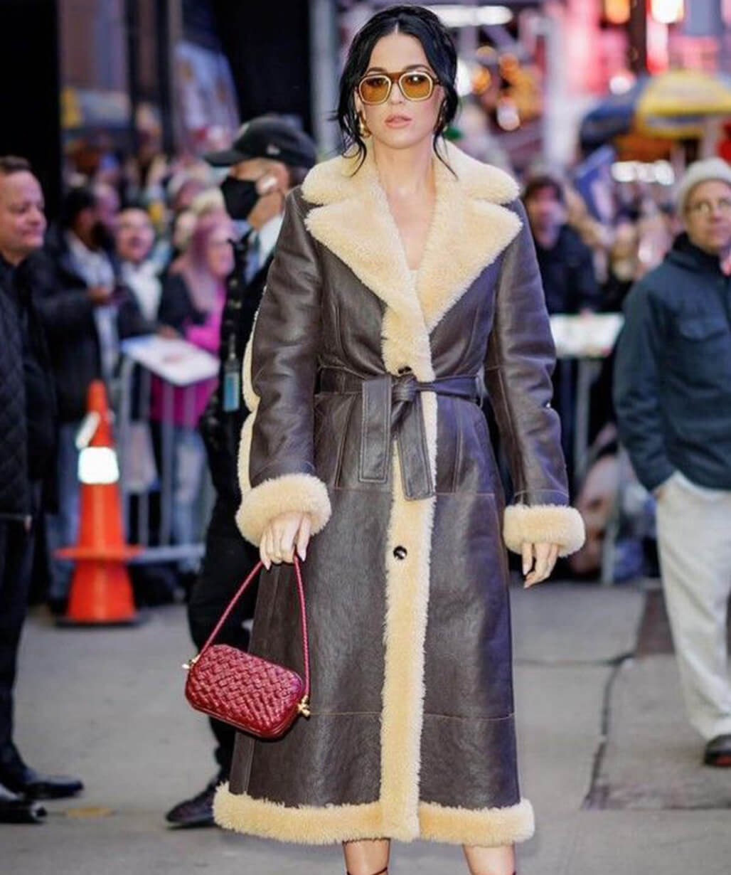 Katy Perry Good Morning America Studios Shearling Coat