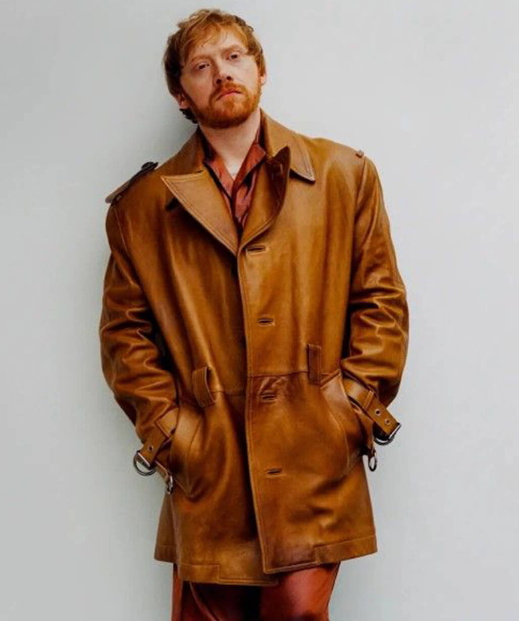 Rupert Grint Brown Leather Coat - USA Leather Factory