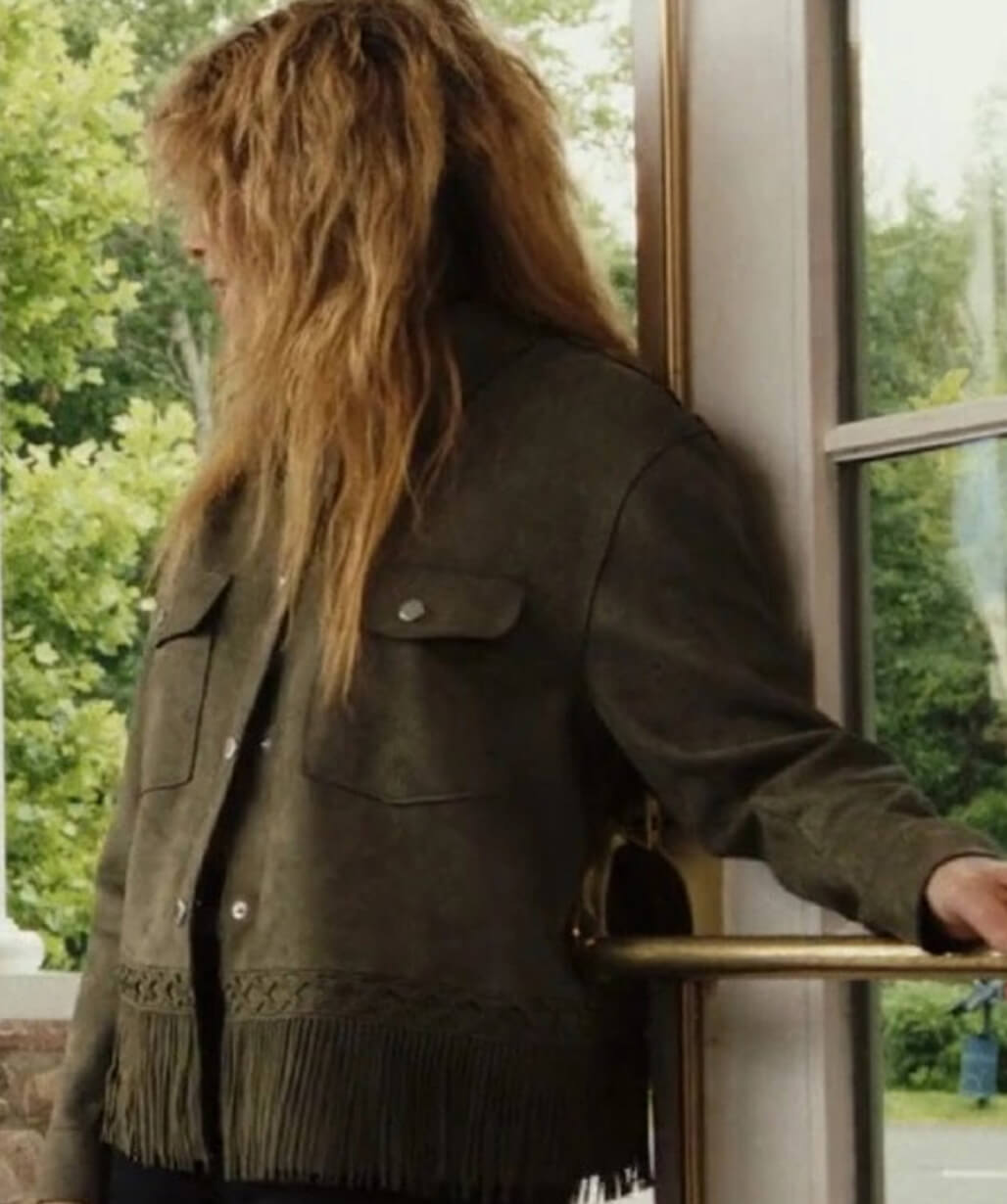 Charlie Cale Poker Face Green Suede Fringe Jacket