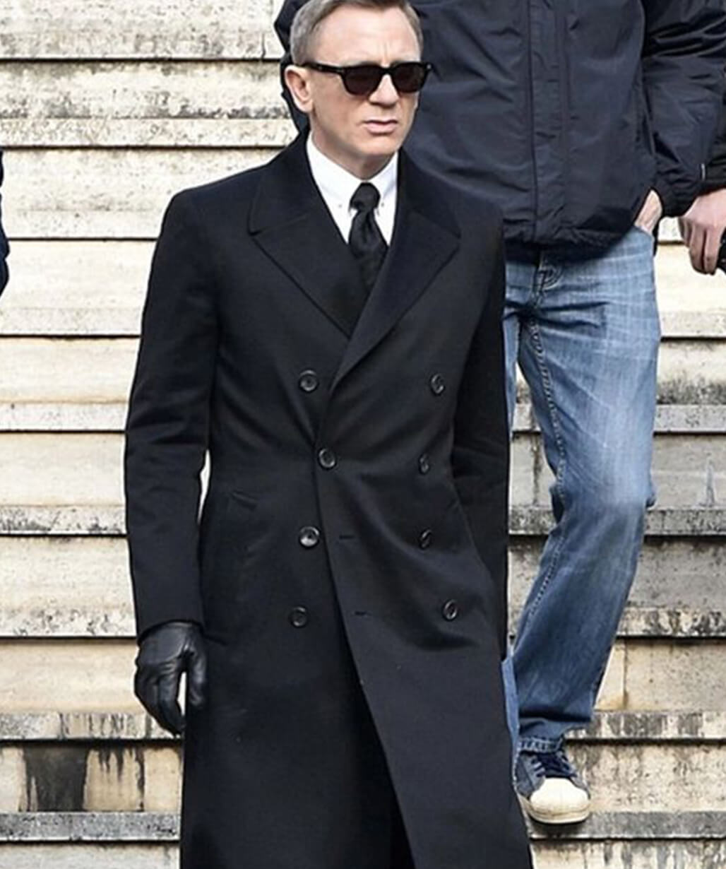 James Bond Spectre Black Trench Coat - USA Leather Factory