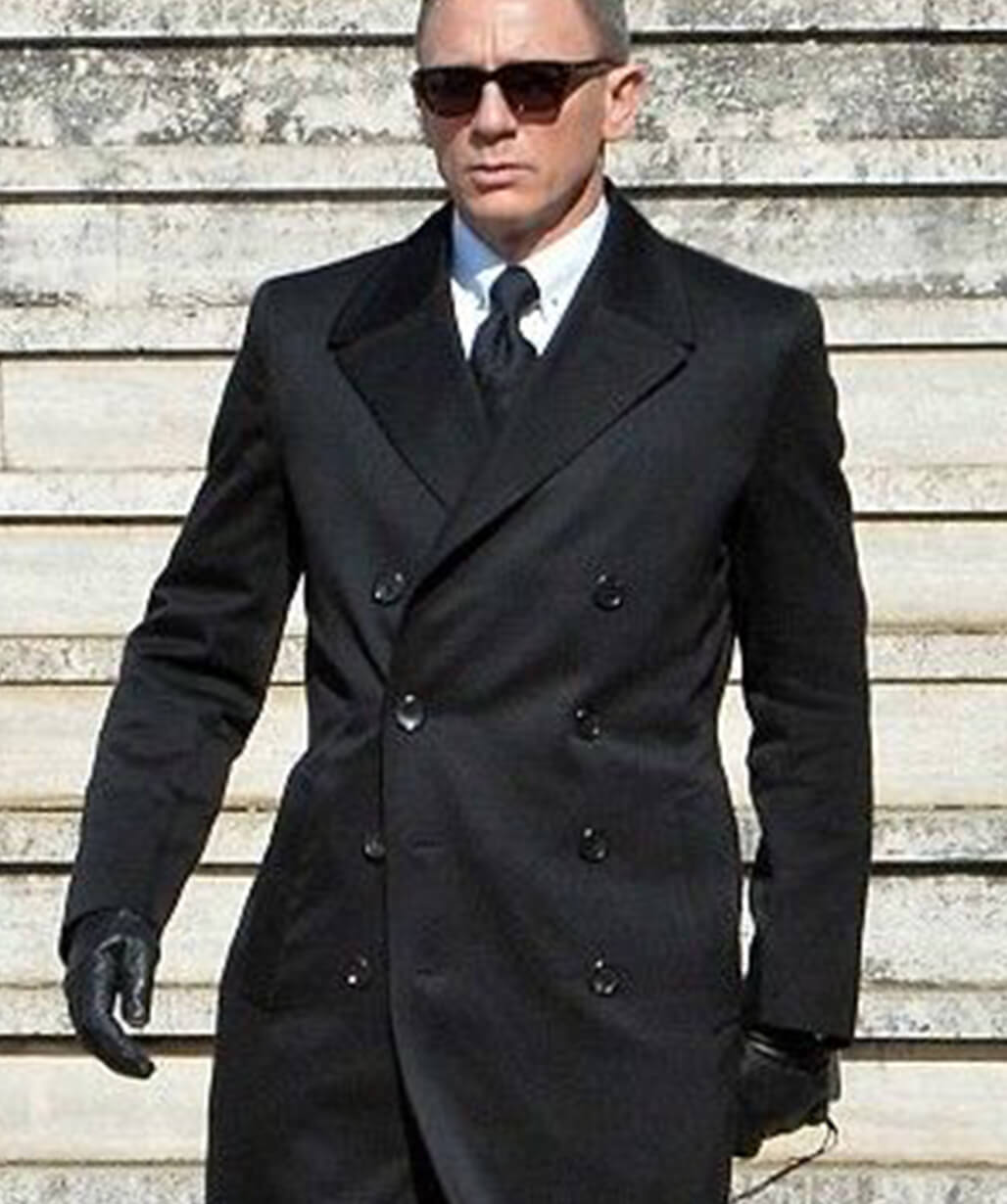 James Bond Spectre Black Trench Coat - USA Leather Factory